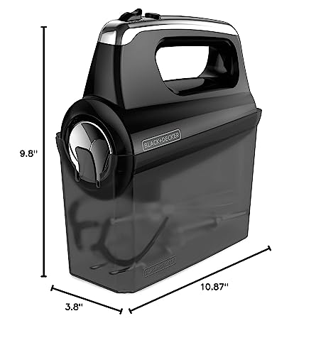 BLACK+DECKER MX600B Helix Performance Premium 5-Speed Hand Mixer, 5 Attachments + Case, Black