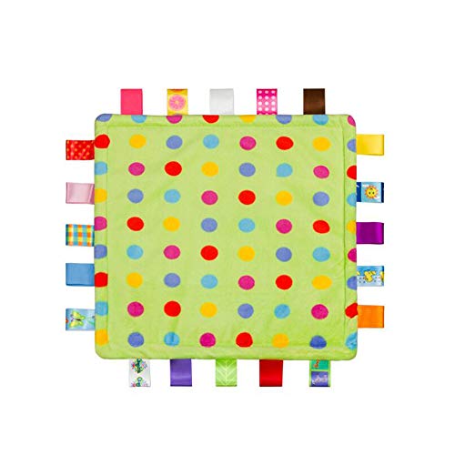 G-Tree Tag Blanket Baby Infant Comfort Plush Security Blanket Cute Soft Kids, Newborn Gift Birthday Present(Green Dot)