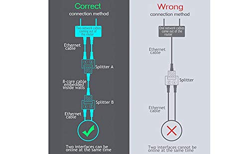 CERRXIAN RJ45 Splitter Adapter, RJ45 Female to 2 Female Splitter Coupler LAN Ethernet Network 1 to 2 Adapter (2-Pack)