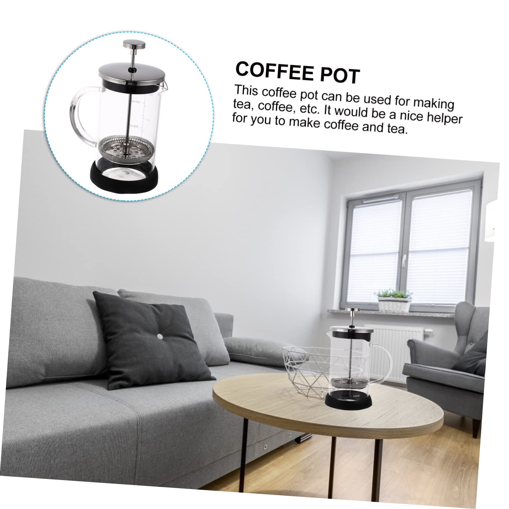 PRETYZOOM 1pc Coffee Pot Coffeepot with Scale Espresso Maker Pot Coffee Press Coffee Maker Coffee Teapot Glass Teapot Tea Kettle Teapot with Scale Household Coffeepot