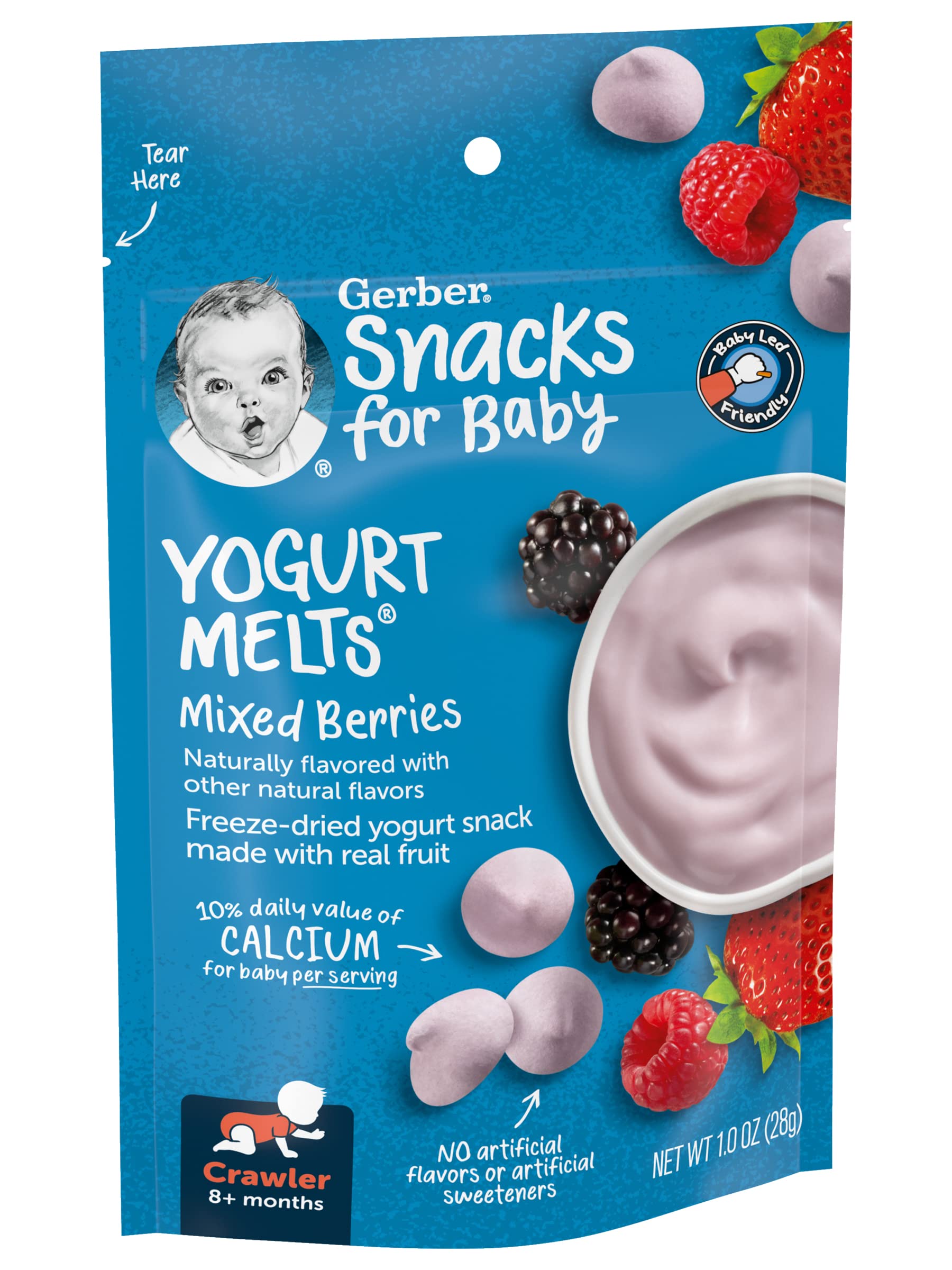 Gerber Baby Snacks Yogurt Melts, Mixed Berries, 1 Ounce (Pack of 2)