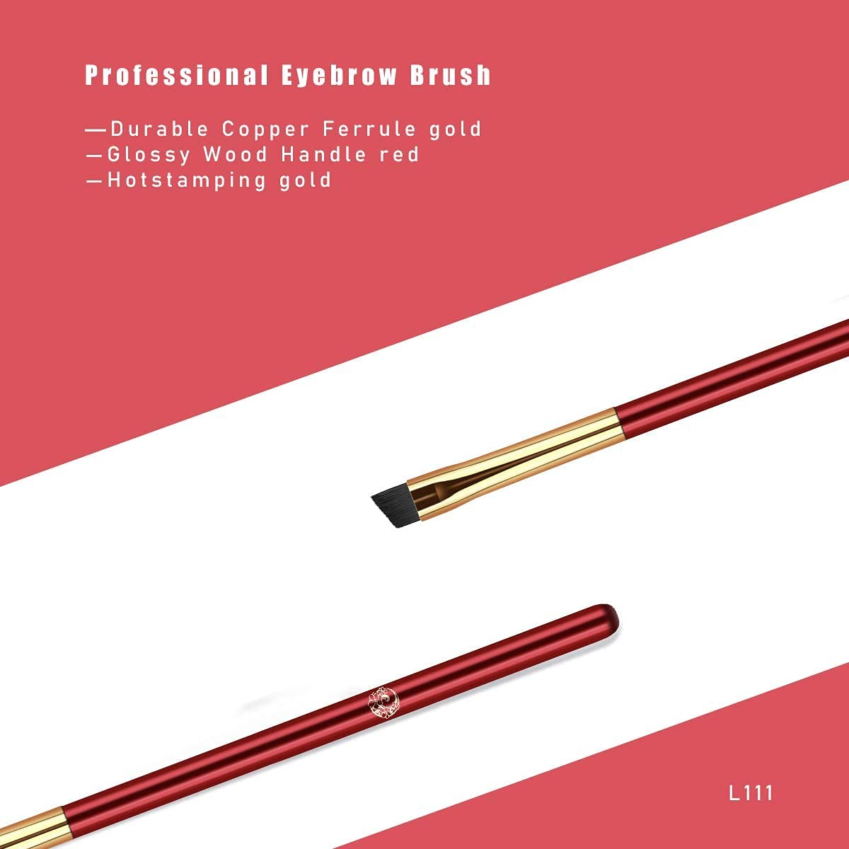 ENERGY Eyebrow Brush Angled Gel Eyeliner Makeup Brush L111 Ultra Thin Slanted Pro Liner Brush Firm Stiff Synthetic Bristles for Cream Brow Defining Applicator Red