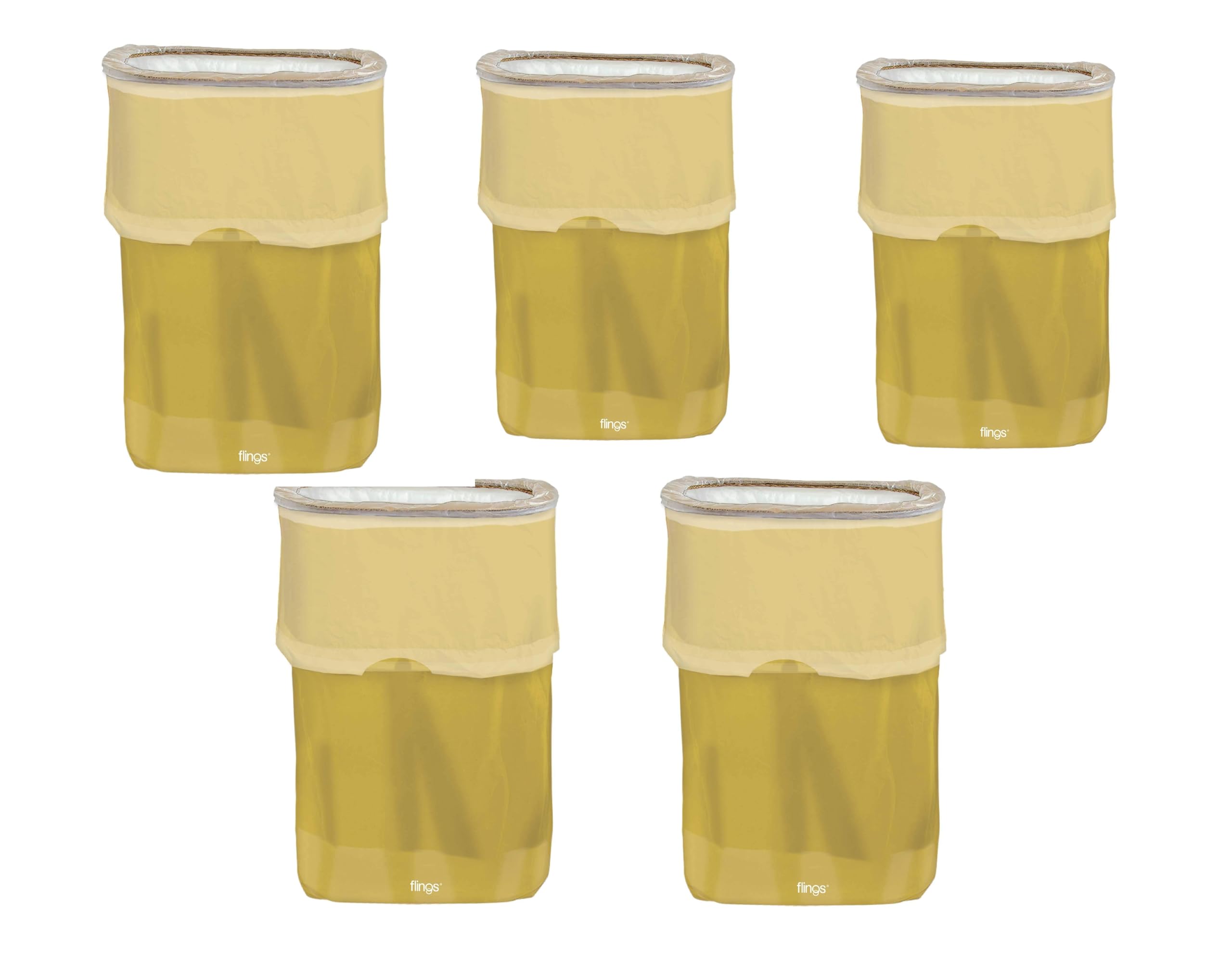 Amscan Gold Flings Plastic Bin - 22" x 15" (Pack of 5) - Stylish & Convenient Portable Waste Solution for Events & Parties