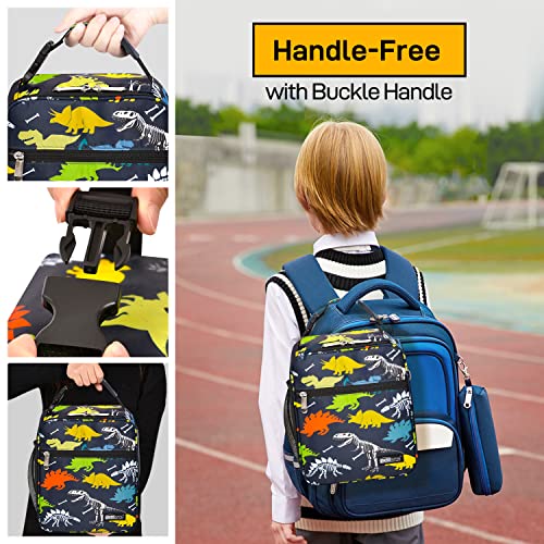 Buringer HOMESPON Reusable Lunch Bag Insulated Lunch Box Bento Cooler Tote with Front Pocket For Office/Outdoor (Color dinosaurs)