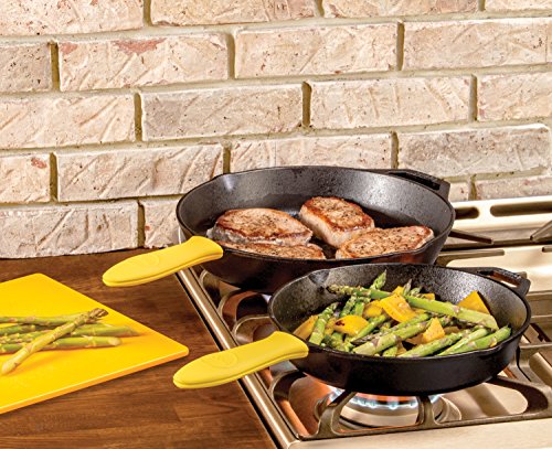 Lodge Seasoned Cast Iron 2 Skillet Bundle. 12 inches and 10.25 inches Set of 2 Cast Iron Frying Pans