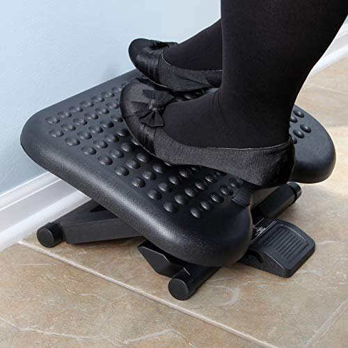 Version 2019 Under Desk Foot Rest & Adjustable Footrest - Ergonomic Footrest for Desk Soothes Your Tired & Achy Feet - Office Foot Rest Under Desk with Foot Massager (Charcoal Grey) - Best Footrests