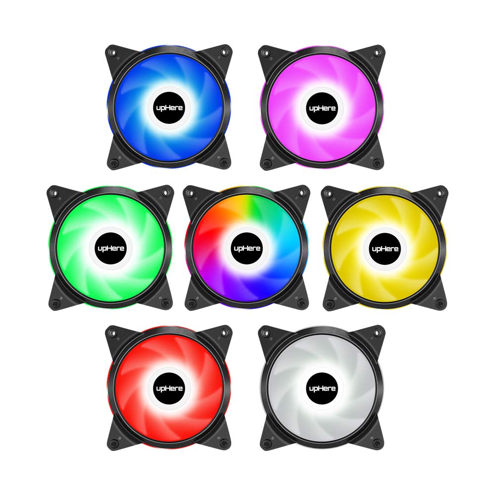 upHere 5V 3-Pack 120mm Silent PWM Intelligent Control 5V Addressable RGB Fan Motherboard Sync, Adjustable Colorful Fans with Controller T7SYC7-3