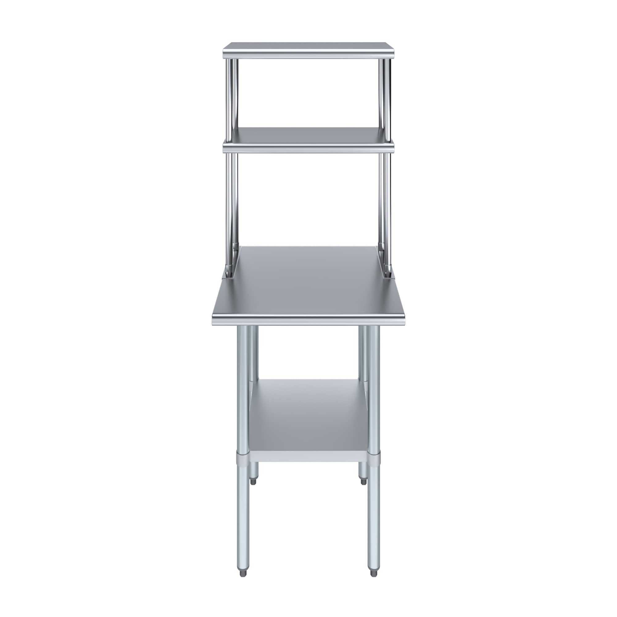 AmGood 24" x 24" Stainless Steel Work Table with 12" Wide Double Tier Overshelf | Metal Kitchen Prep Table & Shelving Combo