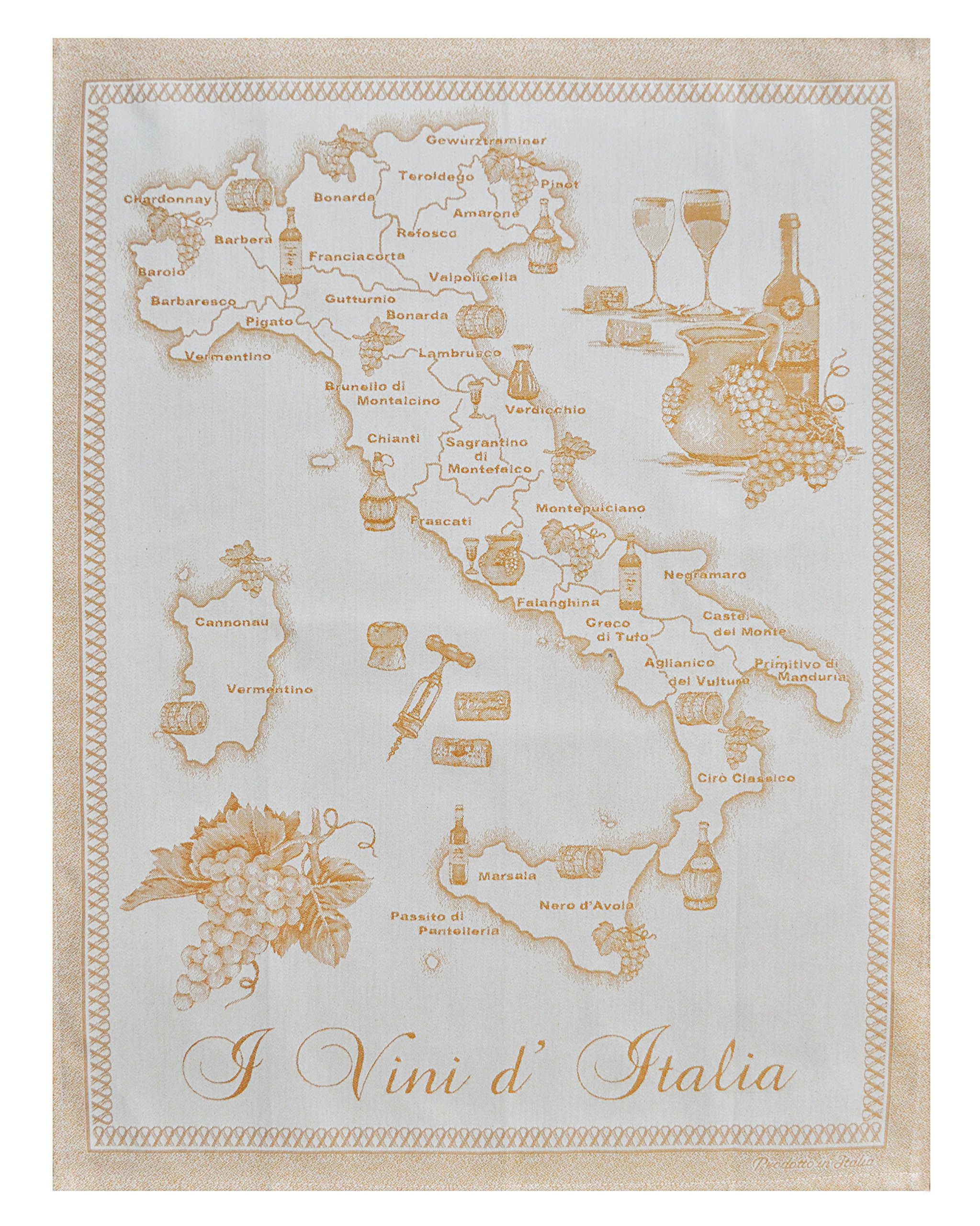 Abbiamo Tutto Wines of Italy Collection Kitchen Towel, Yellow