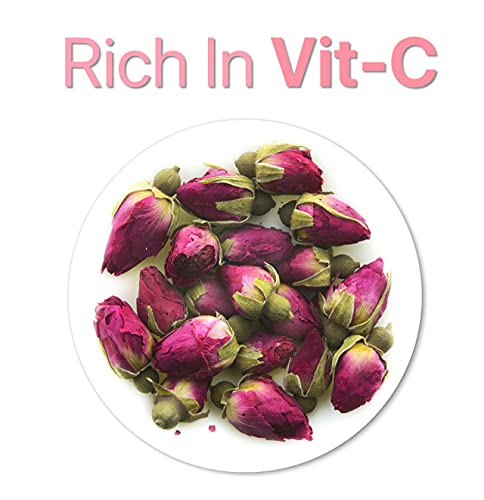 BLUE TEA - Rose Buds Herbal Tea - 1.05 Oz | Grade A | DETOX TEA | Caffeine Free Herbal Tea - Vegan - GMO-Free - Recycled Food Grade Pet Jar
