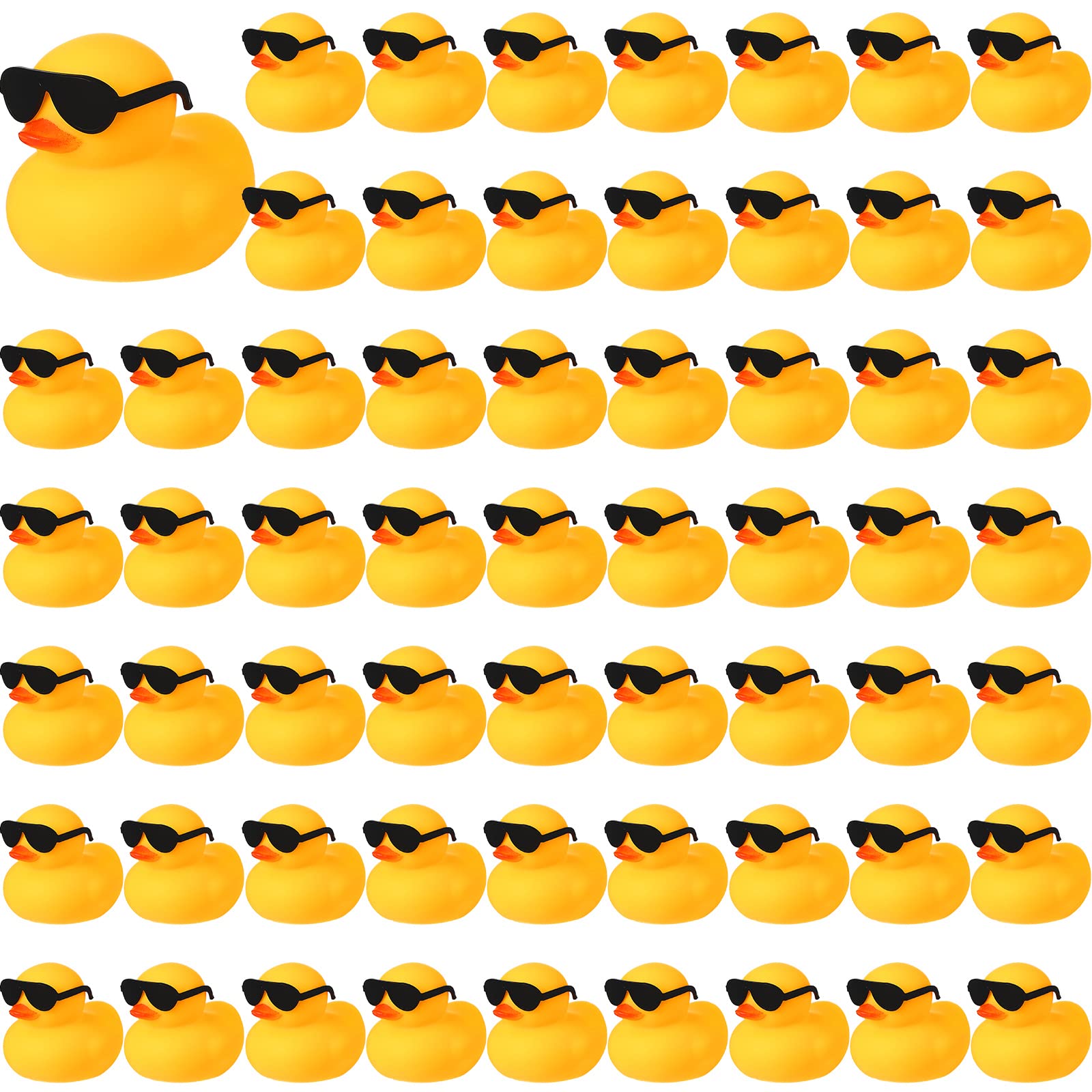 60 Pcs Rubber Duck in Bulk with 60 Sunglasses, Mini Yellow Rubber Duck Gifts Bath Float Bathtub Toys Tiny Ducks for Cruise Holiday Baby Shower Decoration Birthday Party Favors Supplies
