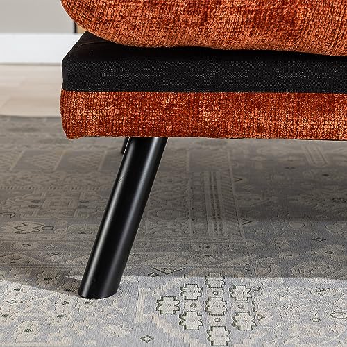 Anwick Futon Sofa Bed Convertible Futon Sleeper Couch, 71" Sleeper Sofa Bed with Adjustable Backrest, Modern Loveseat Couch for Compact Living Room, Apartment, Office (Orange)