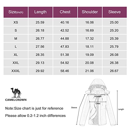 CAMEL Women's Warm Winter Ski Jackets Waterproof Snow Coat with Hood Mountain Windproof Rain Jacket