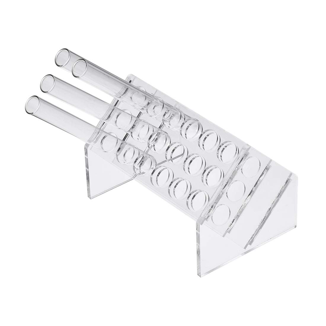 uxcell Slant Rack Acrylic Test Tube Holder 18 Wells for 10ml/15ml Centrifuge Tubes Clear