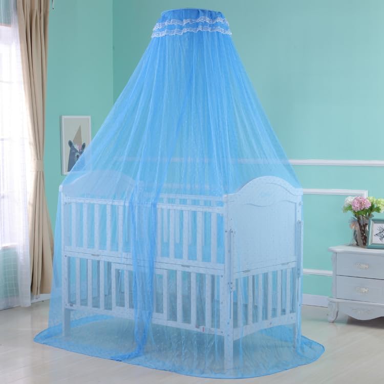 Cdycam Baby Infant Toddler Bed Dome Cots Mosquito Netting Hanging Bed Net Mosquito Bar Frame Palace-Style Crib Bedding Set (Blue Mosquito Netting Only, Without Stand)