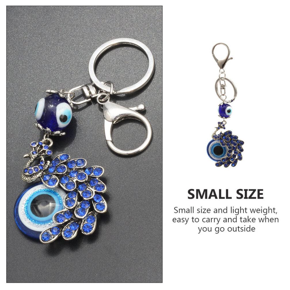 Luxshiny Wall Hanging Decor Lucky Jewelry Blue Evil Eye Ornament Peacocks Keychain Evil Eye Key Hanging Pendant Bag Car Key Hanging Decoration Protection Amulet Hamsa Hand Keychain Men Keychain