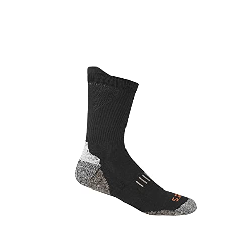 5.11 Tactical Year Round Crew Socks, Cotton Fabric, Construction, Black, L/XL, Style 10014