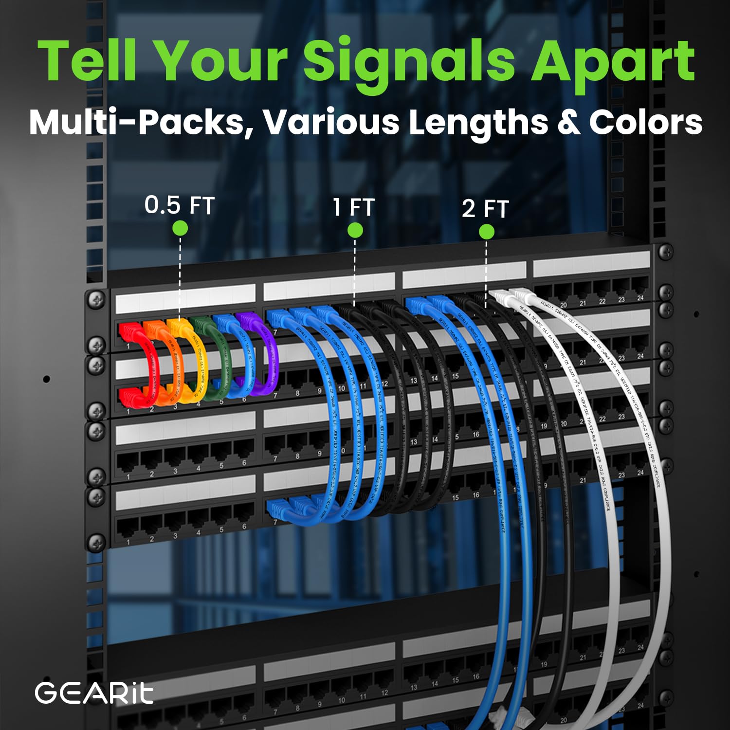 GearIT Cat 6 Ethernet Cable (100-Pack 1 Foot) Cat6 Network Patch, 10Gbps, RJ45, Snagless Cord, Gold-Plated Connectors, Internet for PC, TV, Tablet, Router, Printer, Servers, IT Data Center - Black