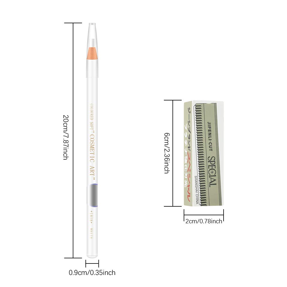 Ownest 3 Pcs Microblading White Eyeliner Eyebrow Pencil,Smooth Draw Eyeliner Eyebrow Peel-off Pencil Waterproof Marker Eye Liner Eyebrow Pencil Permanent Makeup,with 10 Eyebrow Trimming Blade