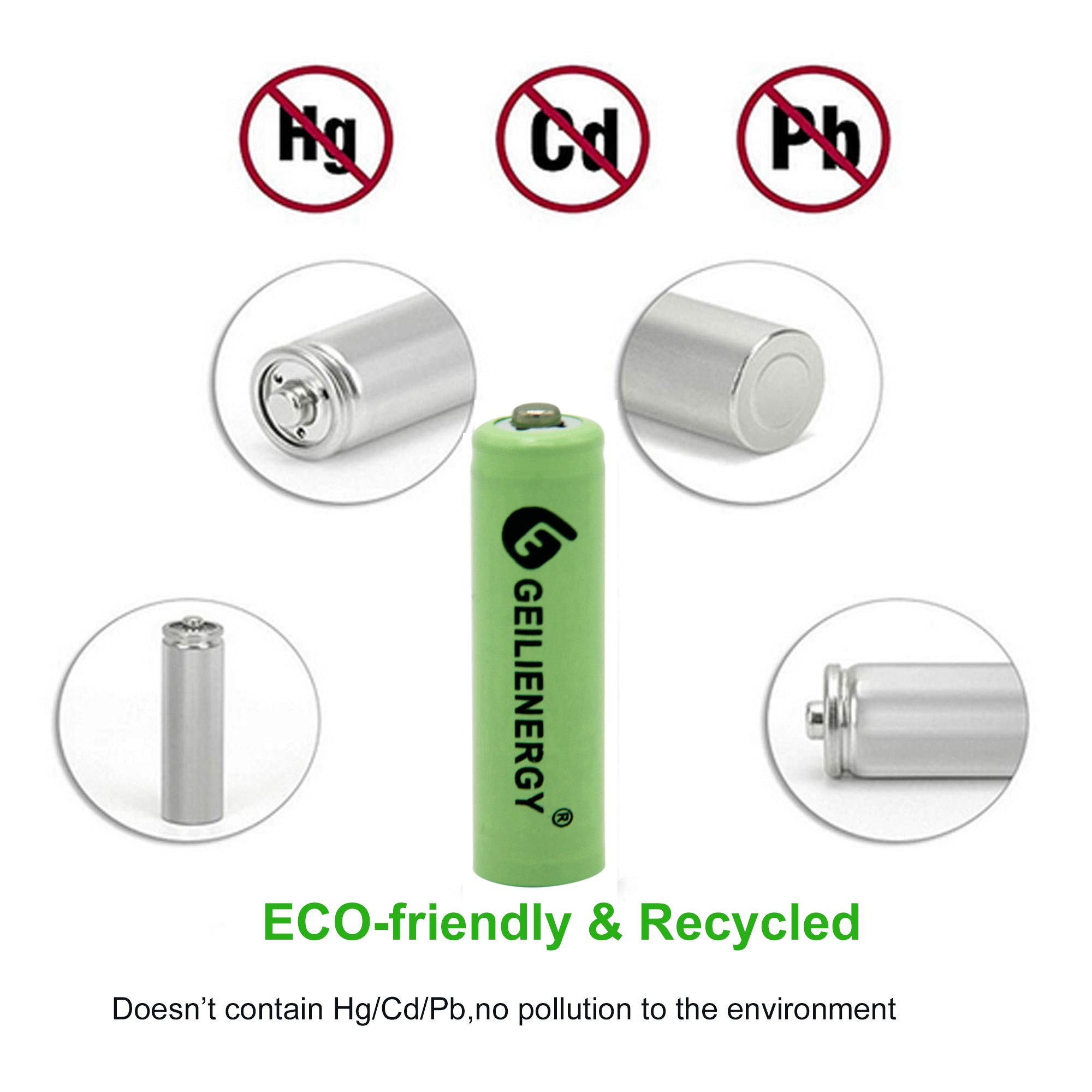 GEILIENERGY 12 Pack NiMH AA 600mAh 1.2V Solar Light AA Ni-mh Rechargeable Batteries for Solar Lights, Garden Lights, Remotes, Mice