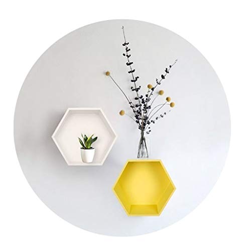 LLRYN Hexagonal Floating Shelf Wall-Mounted Rack, Modern and Simple Wooden, six Colors, Suitable for Bedroom, Bathroom, Living Room, Kitchen, etc. (Color : E)