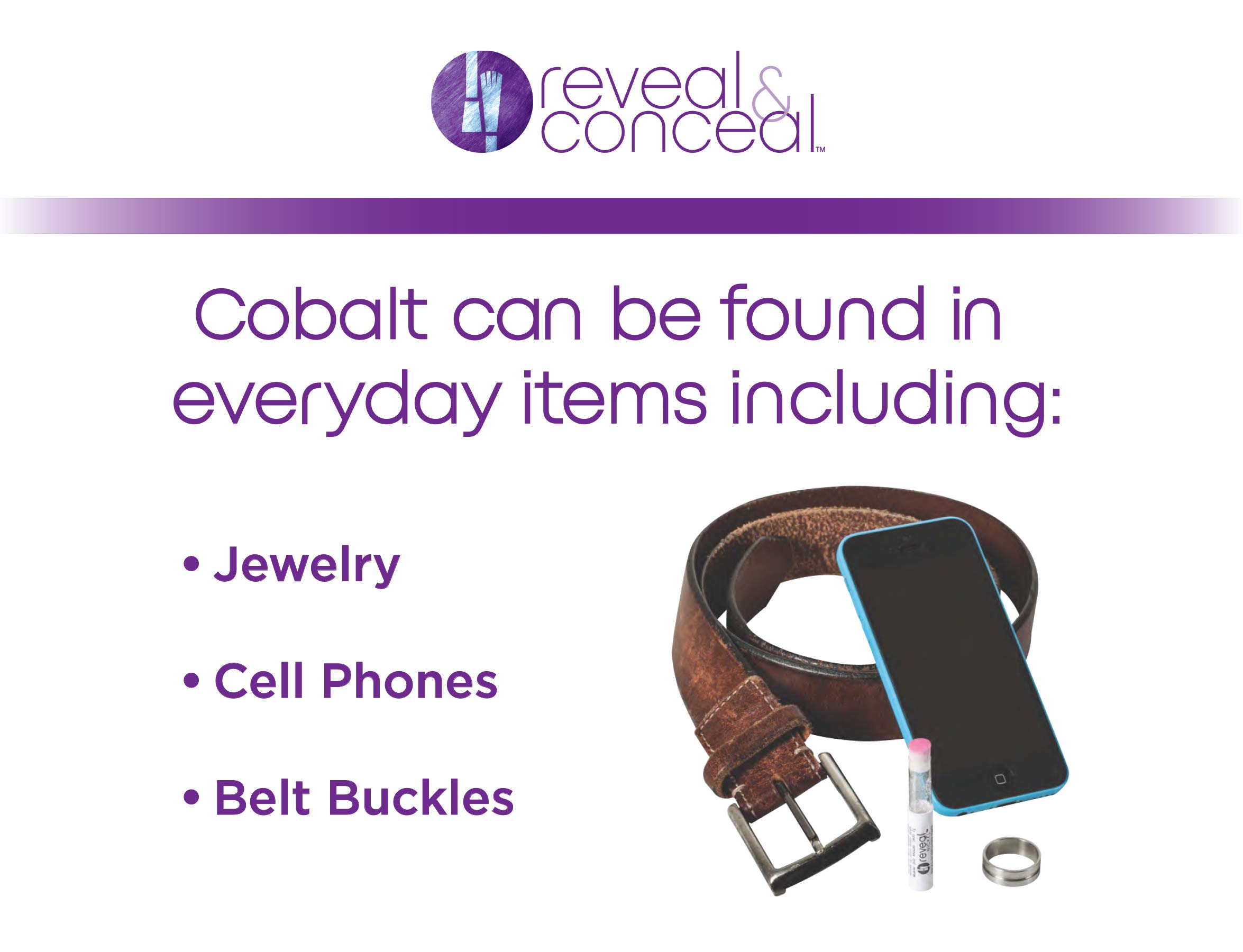 Reveal and Conceal Cobalt Test Kit by Smart Practice - Detecting Cobalt is a Snap - Test for Cobalt in Your Jewelry and Prevent Skin Exposure With Liquid Clear Coat - Includes 10 Test Swabs