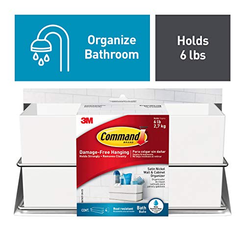 Command Wall and Cabinet Organizer, Satin Nickel, 1-Organizer, 4-Water-Resistant Strips, Organize Damage-Free