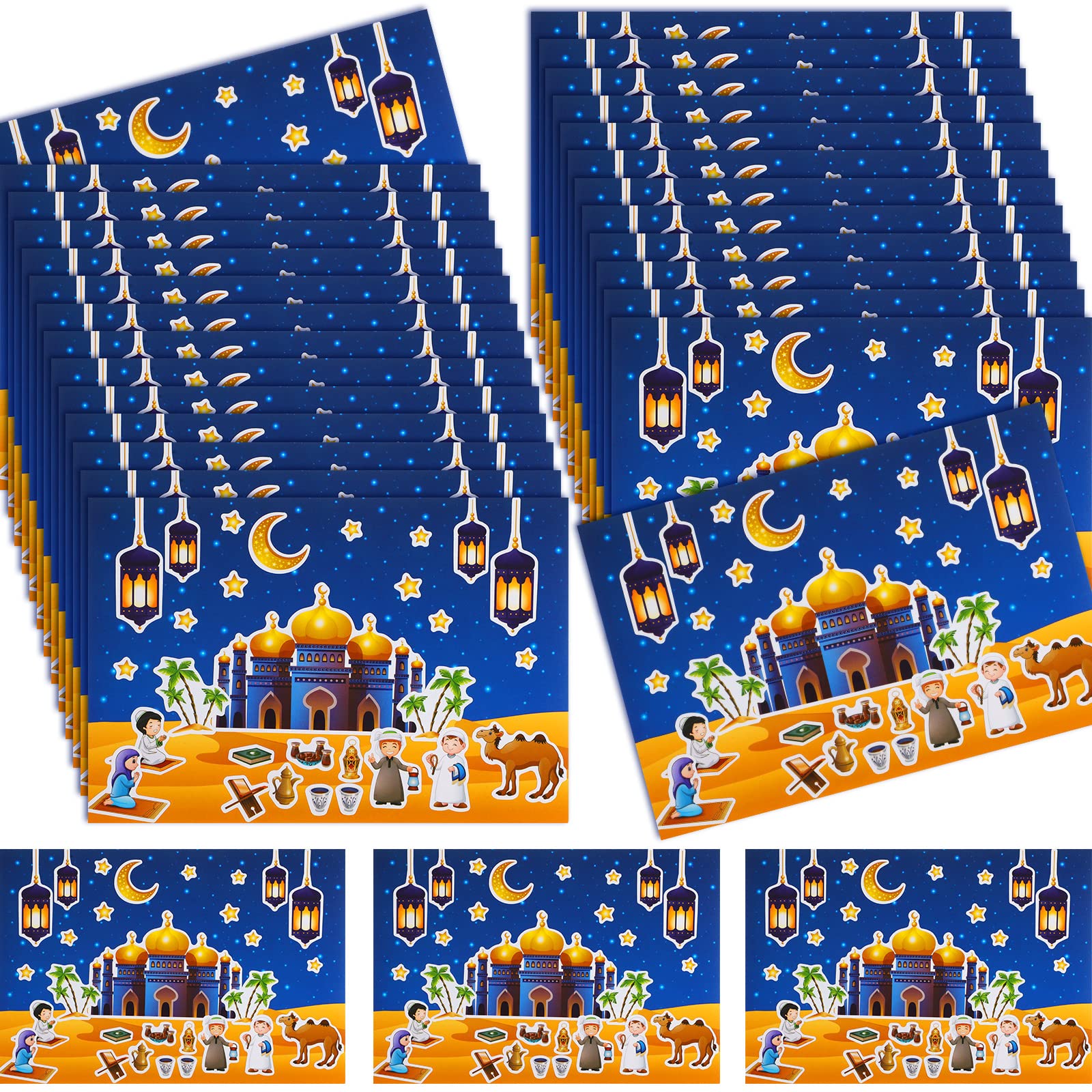 60 Sheets Eid Mubarak Stickers Eid Stickers Make a Mosque Scene Stickers DIY Ramadan Scene Sticker Eid Ramadan Sticker Eid Mubarak Craft Kits Game for Kids Classroom Activity Ramadan Art Supplies