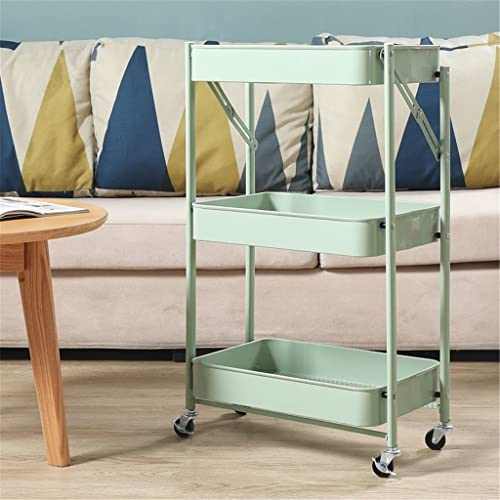 JYDQM Foldable Shelf Floor Kitchen Mobile with Wheel Trolley Storage Car Hand Push Storage Shelf