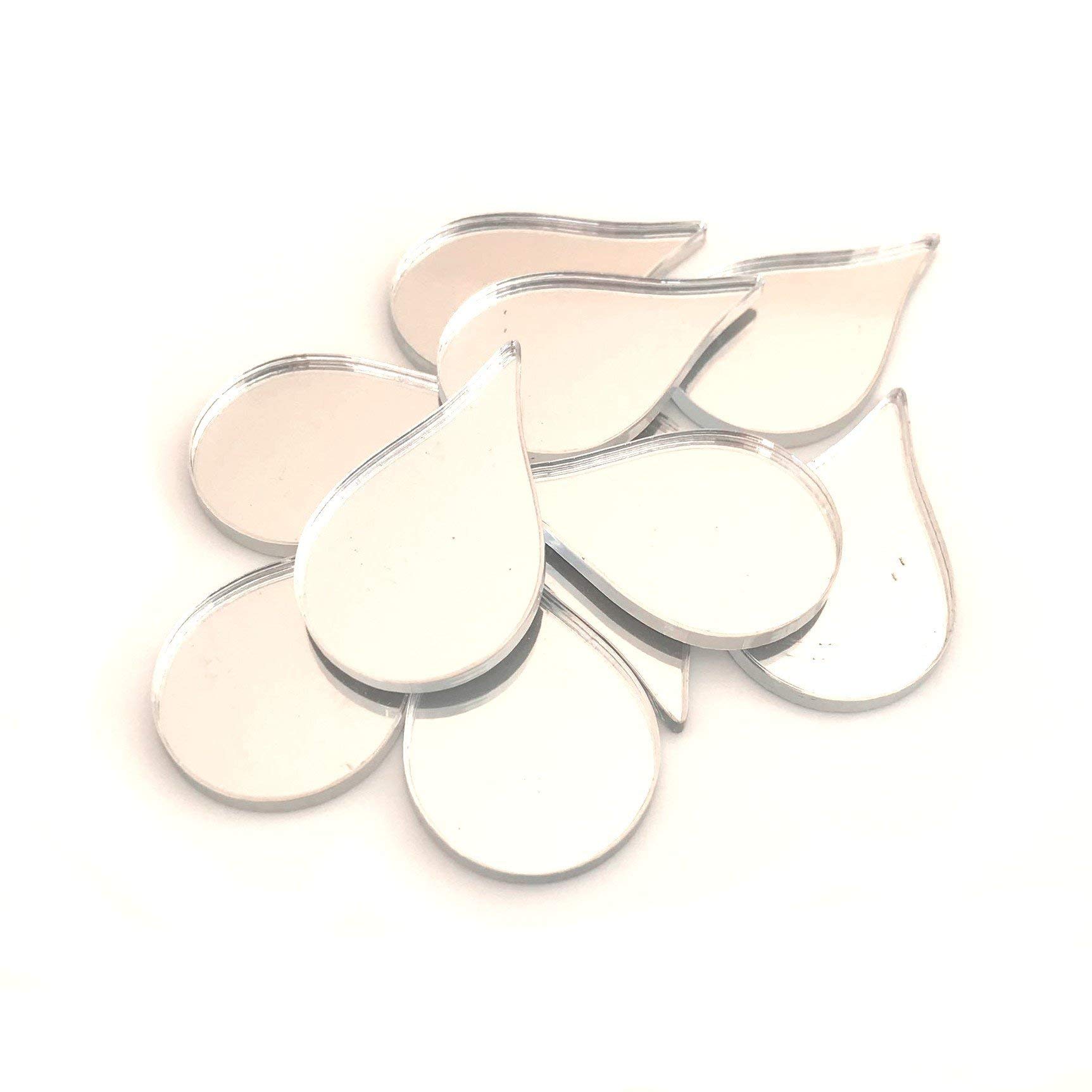 Super Cool Creations Raindrops Shaped Crafting Sets, Silver Mirror, Pack of 10 x 4cm