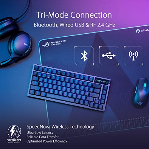 ASUS ROG Azoth 75% Wireless DIY Custom Gaming Keyboard, OLED Display, Three-Layer Dampening & ROG Harpe Ace Aim Lab Edition Gaming Mouse, 54 g Ultra-Lightwieght, Connectivity