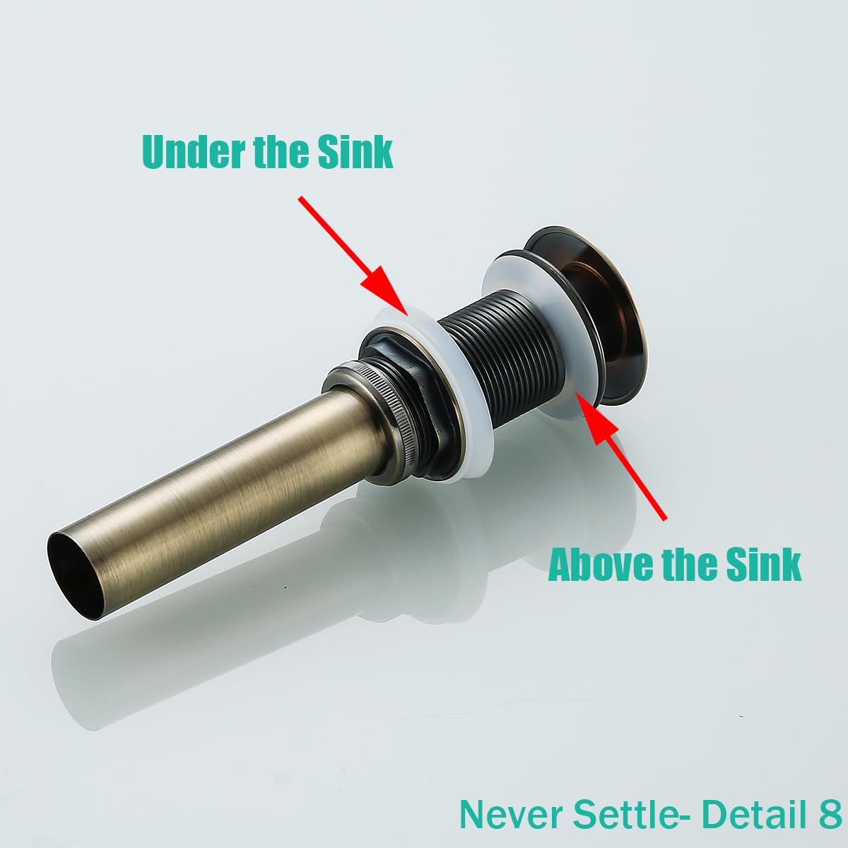 RANDOM Bathroom Vessel Sink Pop Up Drain Stopper Without Overflow Antique Brass, All Metal Rustproof Brass and 304 Stainless Steel 83006A.