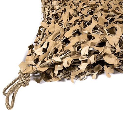 CamoSystems Premium Series Camouflage Military Spec Net with Mesh Netting Attached, Large, 9'10" x 19'8", Desert - Light Tan/Tan