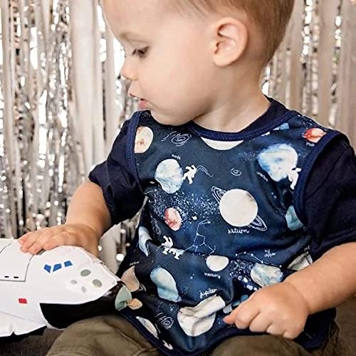 BapronBaby Outer Space Bapron - No Neck Tie Safer Bib for Baby & Toddler - Soft Waterproof Stain Resistant - Machine Washable - Sz Preschool 3-5yrs