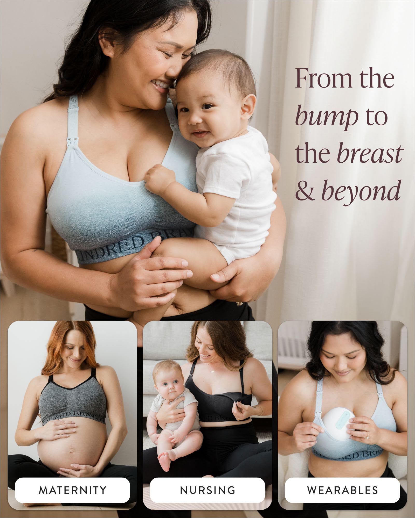 Kindred Bravely Sublime Nursing Sports Bra for Breastfeeding | Maternity Bras for Pregnancy, Nursing Bras for Breastfeeding (Grey Heather, Large)