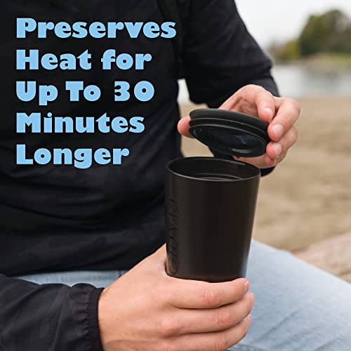 Porta Via Reusable Coffee Cup Silicone Lid β Fits Any Tumbler, Water Bottle, & Ceramic Coffee Mug β Dishwasher-Safe Ceramic Travel Mug Lid Keeps Hot Cups Hot (Medium to Large - Grey)