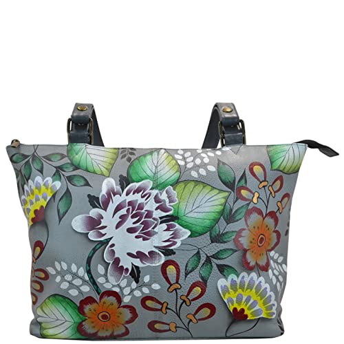 Anna by Anuschka Women's Genuine Leather Large Classic Tote | Hand Painted Original Artwork | Garden of Eden