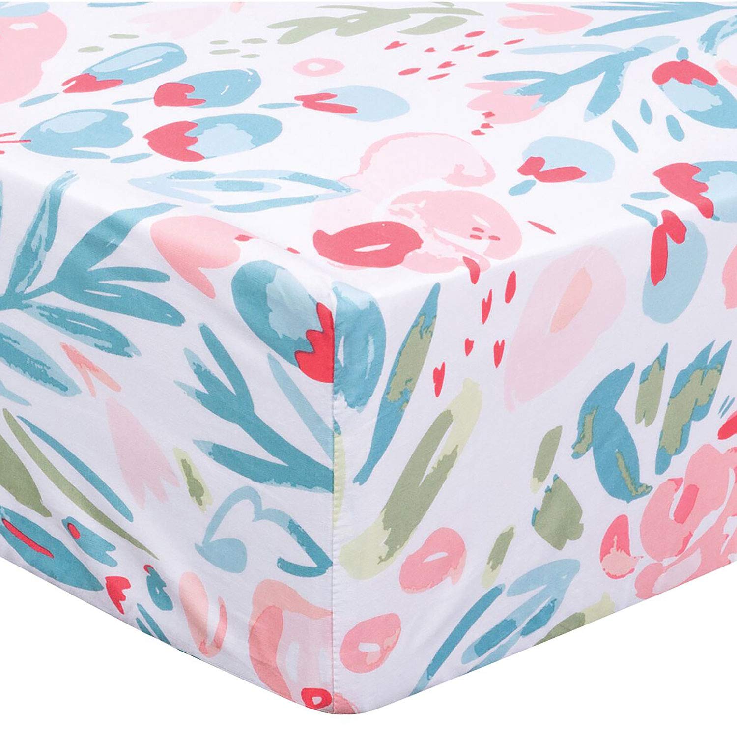 Trend Lab Painterly Floral 3 Piece Crib Bedding Set, Offers A Great Photo Oportunity, Includes Quilt, Fitted Crib Sheet and Skirt