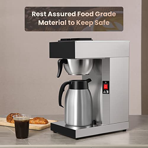 SYBO Commercial Coffee Makers 12 Cup, Drip Coffee Maker Brewer with 74Oz thermal carafe, Coffee Pot Stainless Steel Cafetera SF-CB-1AA