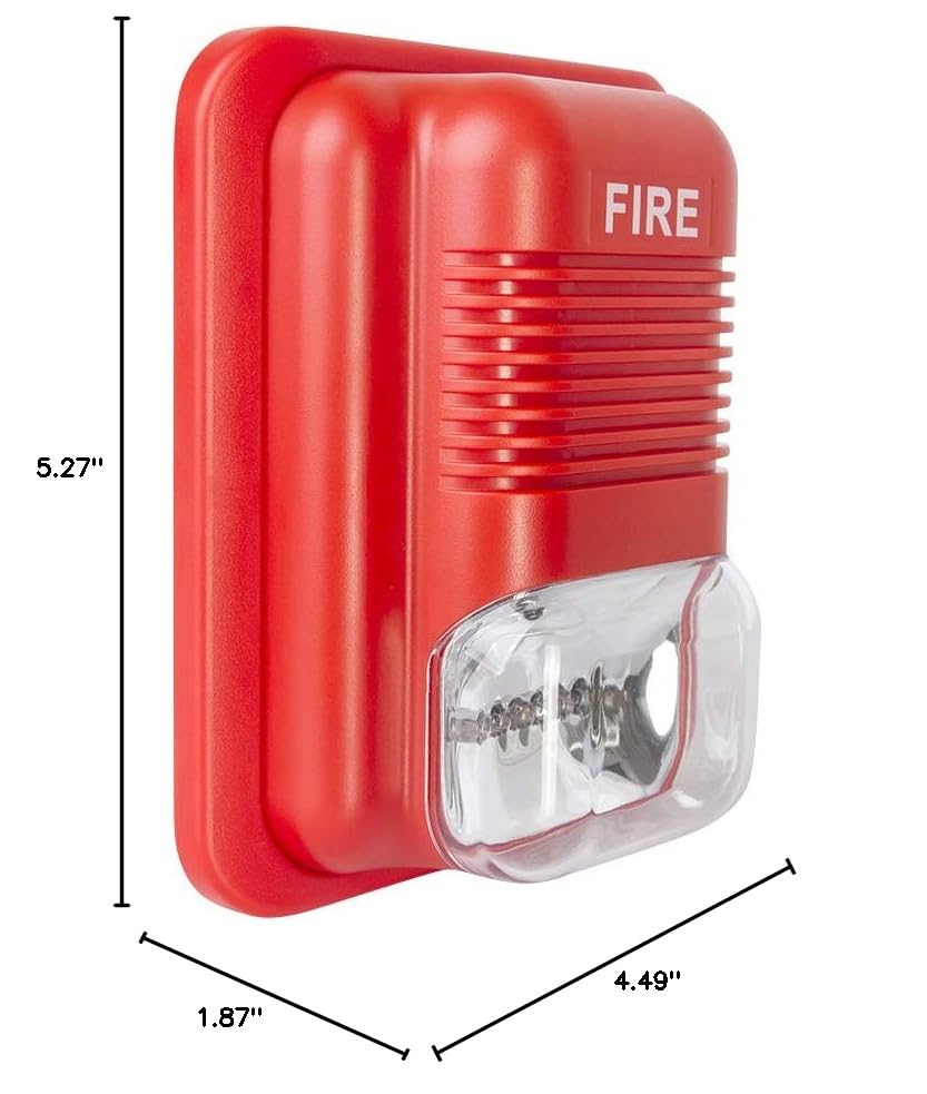 Fire Alarm Siren Security Horn Buzzer 12VDC 24V Sound and Light Fire Warning Strobe Siren for Single Action Manual Pull Station or Alarm System