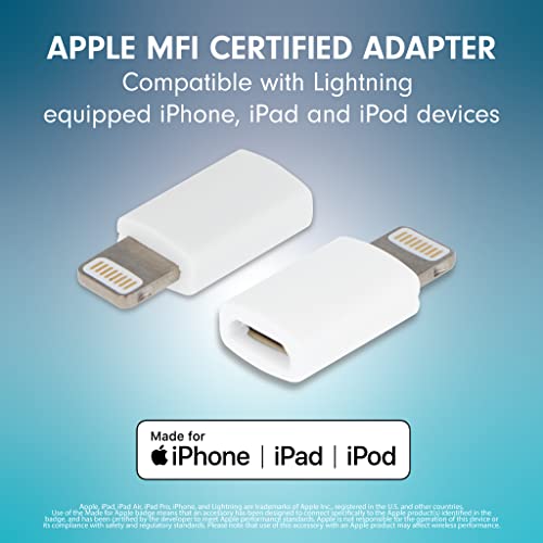 VisionTek Micro USB to Lightning Adapter – 2 Pack – MFi Certified Adapter for iPhone, Ipad, iPod and AirPods. Compatible with iPhone 12/12 Pro/12 Pro Max/XS/XS Max and Airpods/AirPods Pro