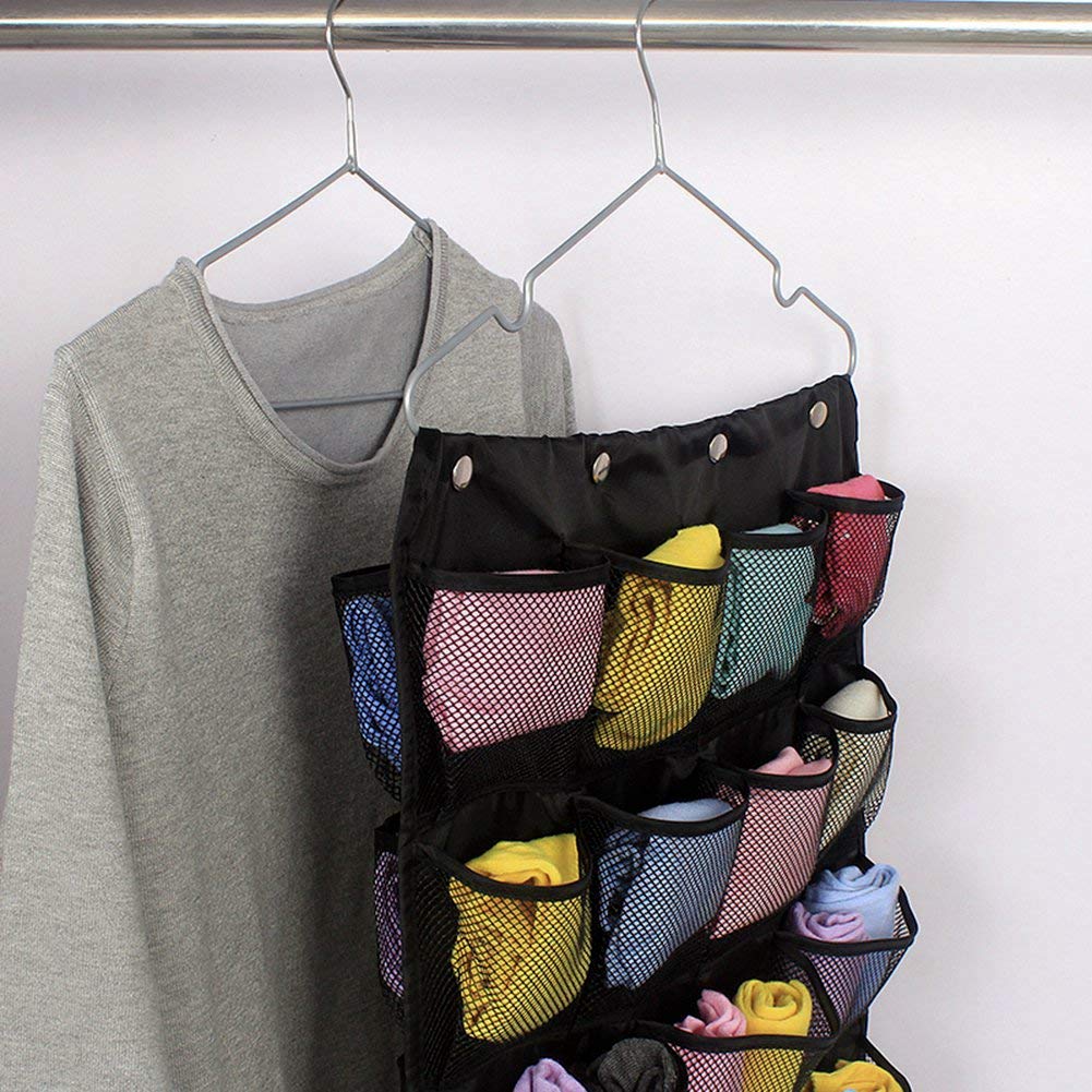 Geboor Oxford Hanging Closet Organizer for Underwear, Stocking, Bra and Sock, Dual-Sided Space Saving Storage Holder with 42 Pockets