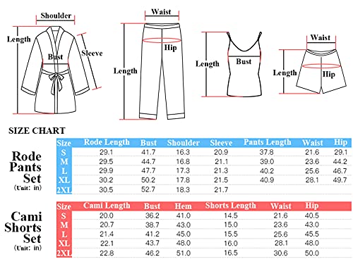 Arwser Women's Silk Satin Pajamas Set 4 Pcs Sleepwear Cami Top Pjs with Shorts and Robe White