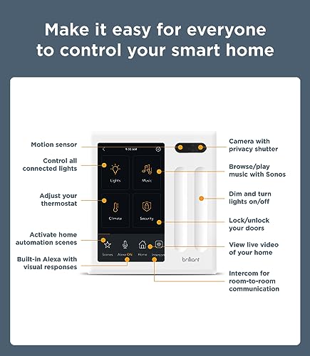 Brilliant Smart Home Control (3-Switch Panel) β Alexa Built-In & Compatible with Ring, Sonos, Hue, Google Nest, Wemo, SmartThings, Apple HomeKit β In-Wall Touchscreen Control for Lights, Music, & More