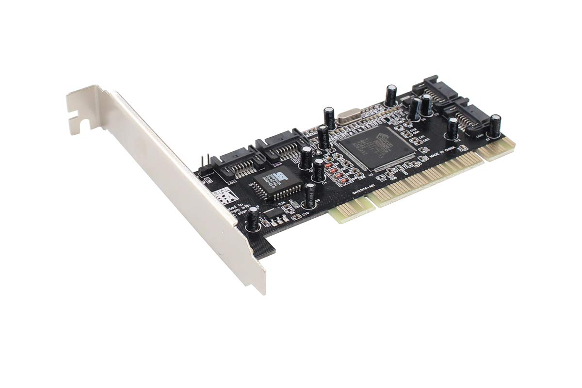 XtremeAmazing 4 Ports PCI SATA Raid Controller Internal Expansion Card Adapter, PCI to SATA Adapter Converter with 2 Sata Cables for Desktop PC HDD SSD