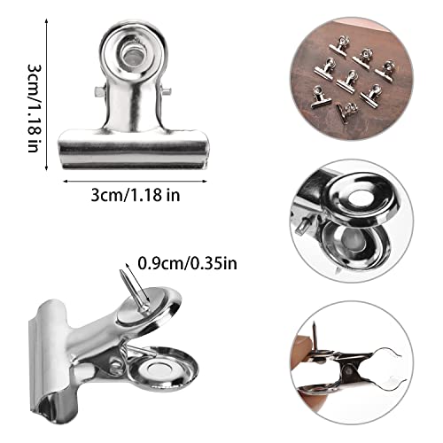 Push Pins Clips, 30 Pieces Heavy Duty Clips with Pins for Cork Boards, Bulletin Boards and Cubicle Walls for Office School Home and No Holes for The Paper (Silver)