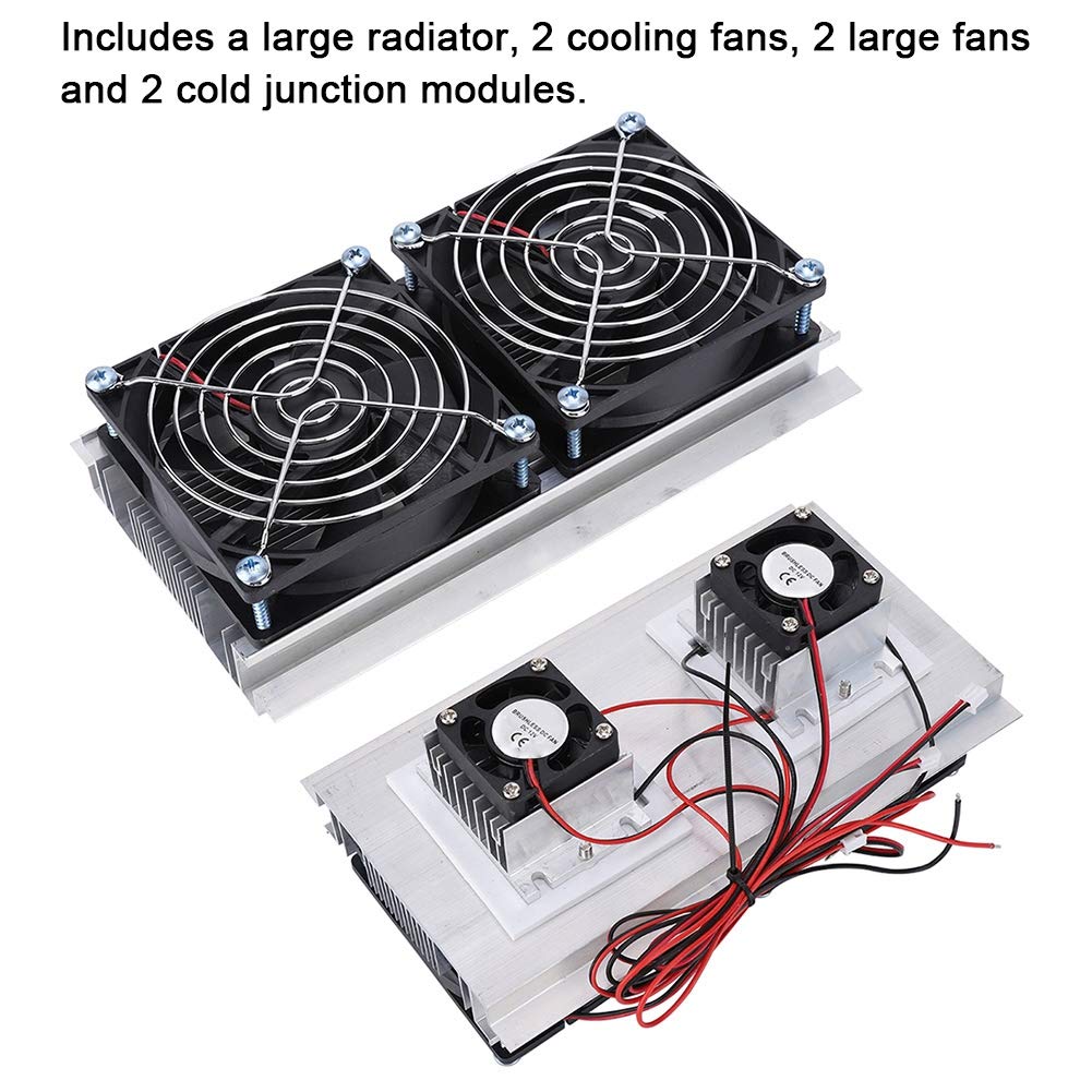 Thermoelectric Semiconductor Radiator Cooler Refrigeration Cooling Fan Heat Sink System Kit,2 Cooling Fans, 2 Large Fans and 2 Cold Junction modules