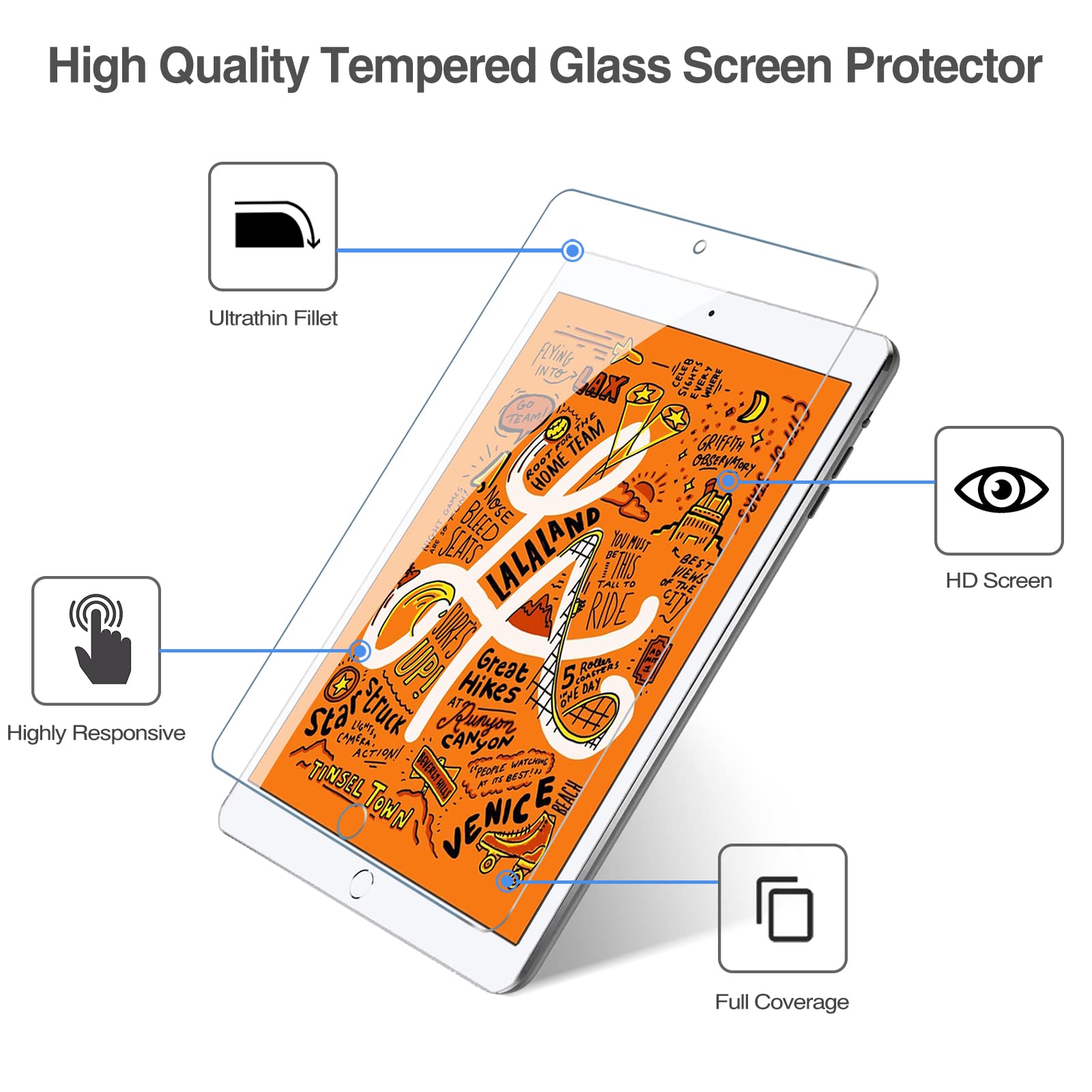 ProCase 2 Pack for 7.9β iPad Mini 5th / Mini 4th Screen Protector, Tempered Glass Film Guard for iPad Mini 5 2019 / iPad Mini 4 2016