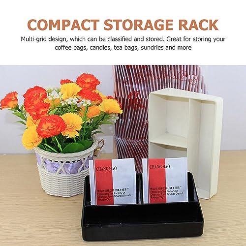BESTonZON Coffee Bag Box Office Plastic Tea Bag Organizer Desktop Seasoning Packet Holder Sugar Bag Container for Countertop Cabinet Coffee Bar (Black)