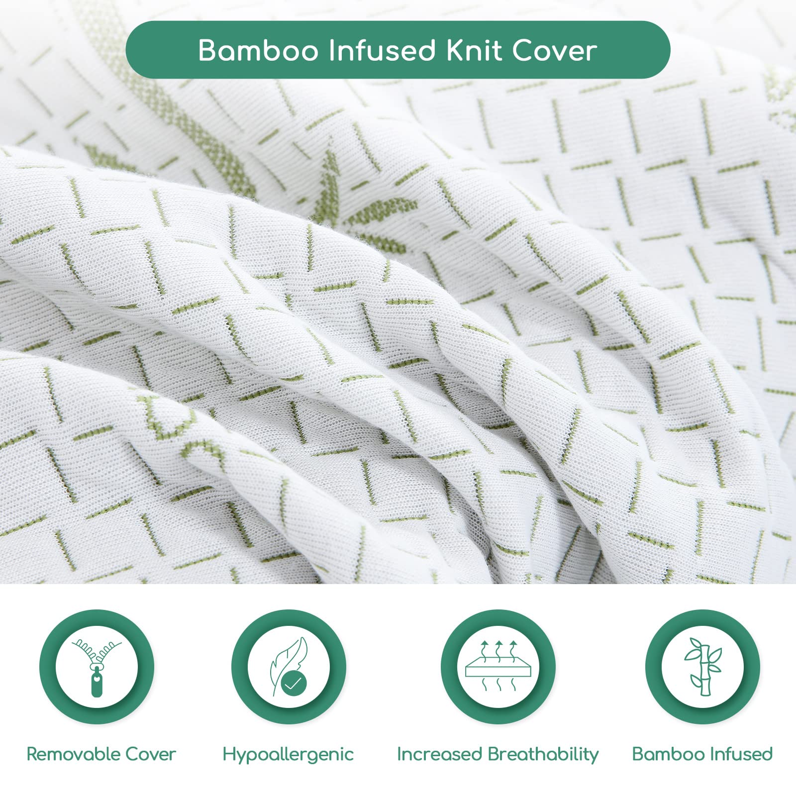 Airdown California King 10 Inch Memory Foam Mattress with Breathable Bamboo Cover, Medium Firm Green Tea Gel Mattress for Pressure Relieving, CertiPUR-US Certified, Made in USA